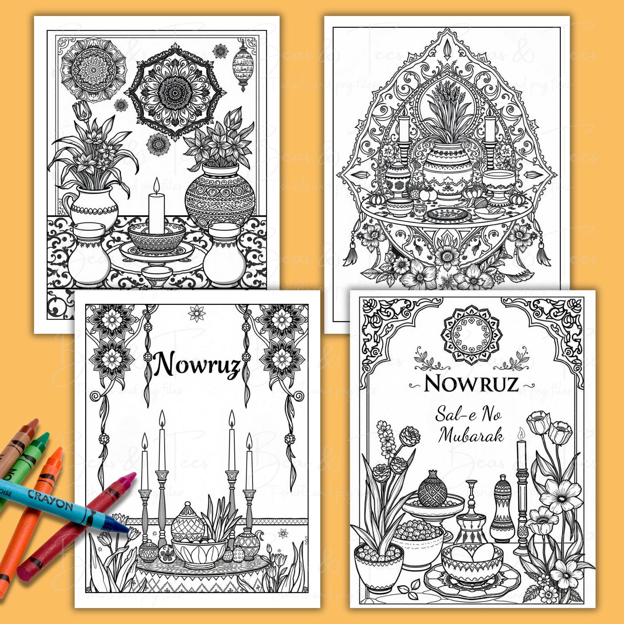 Nowruz Printable Coloring Pages Persian New Year Haft Sin Art Digital ...