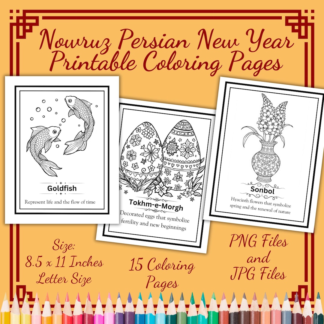 Nowruz Persian New Year Coloring Pages Haft-sin Printable Activity ...