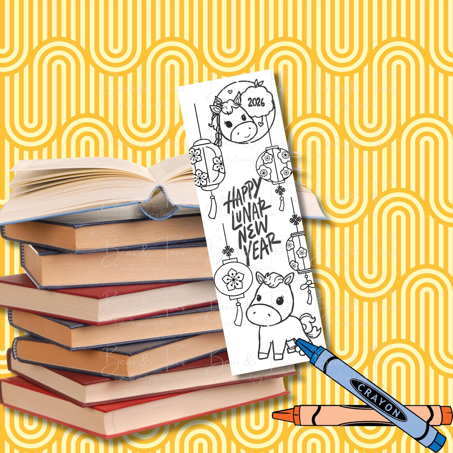 Lunar New Year 2026 Year of the Horse Coloring Bookmarks Chinese Zodiac ...