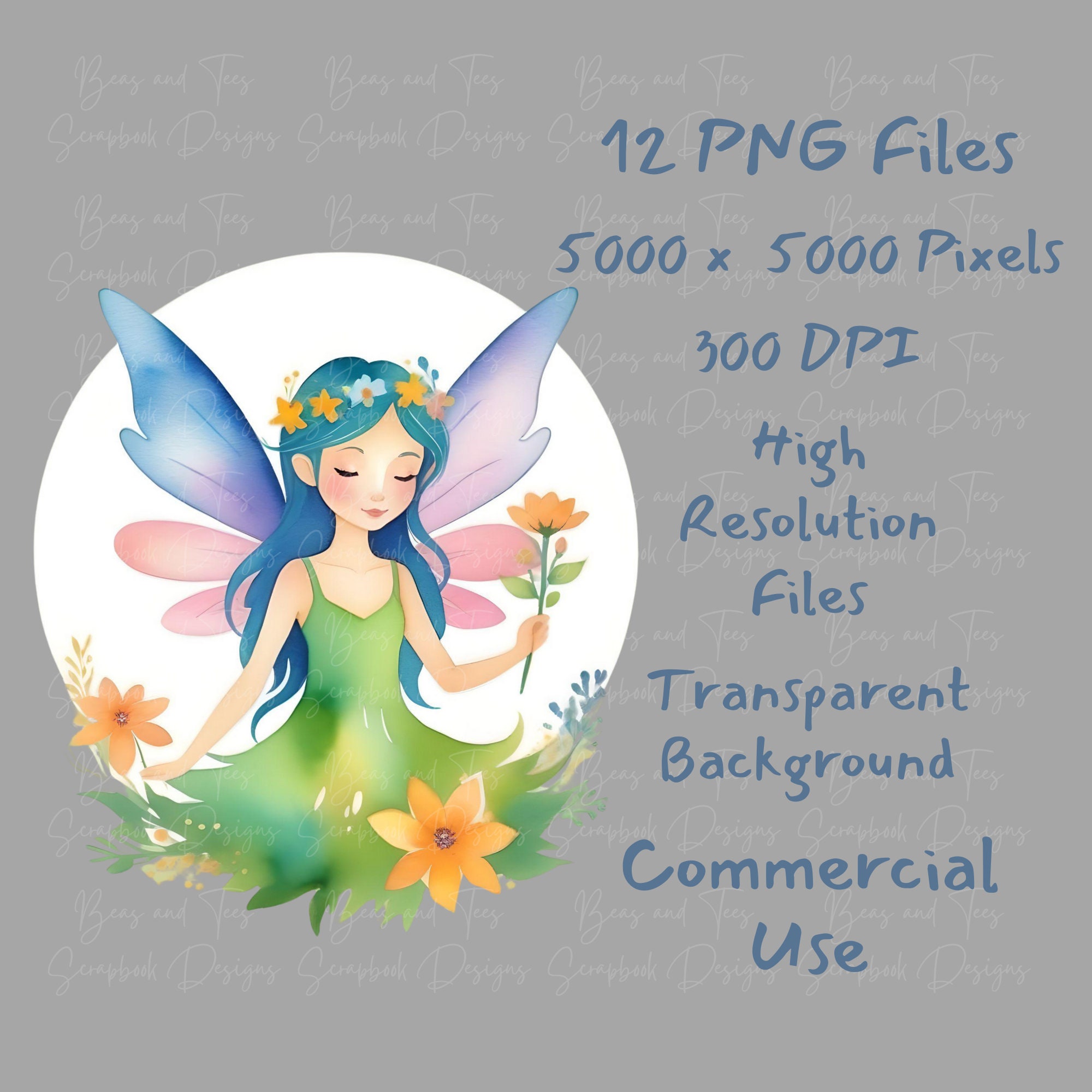 Spring Fairy Clipart Bundle, Printable Watercolor Flower Pixie ...