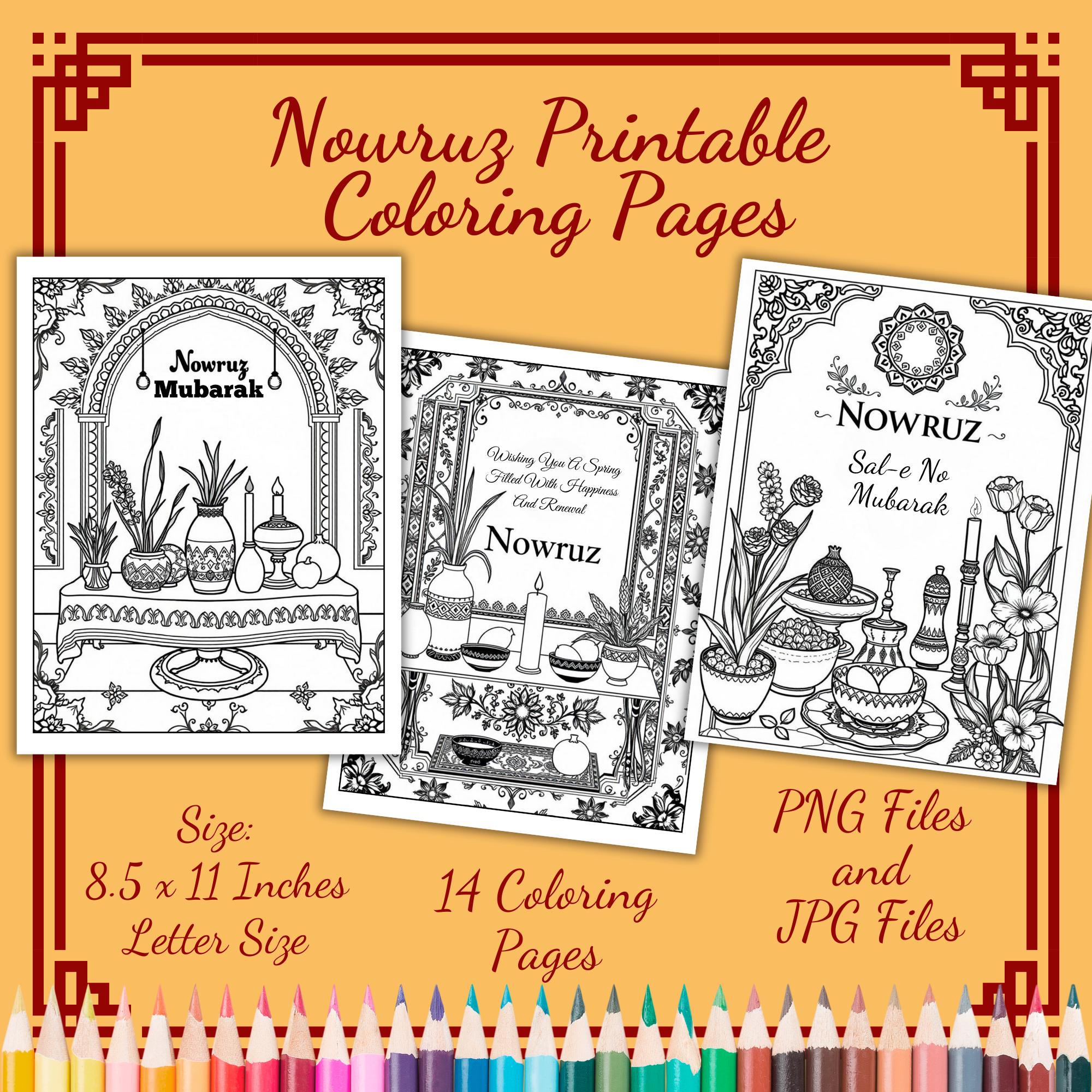 Nowruz Printable Coloring Pages Persian New Year Haft Sin Art Digital ...