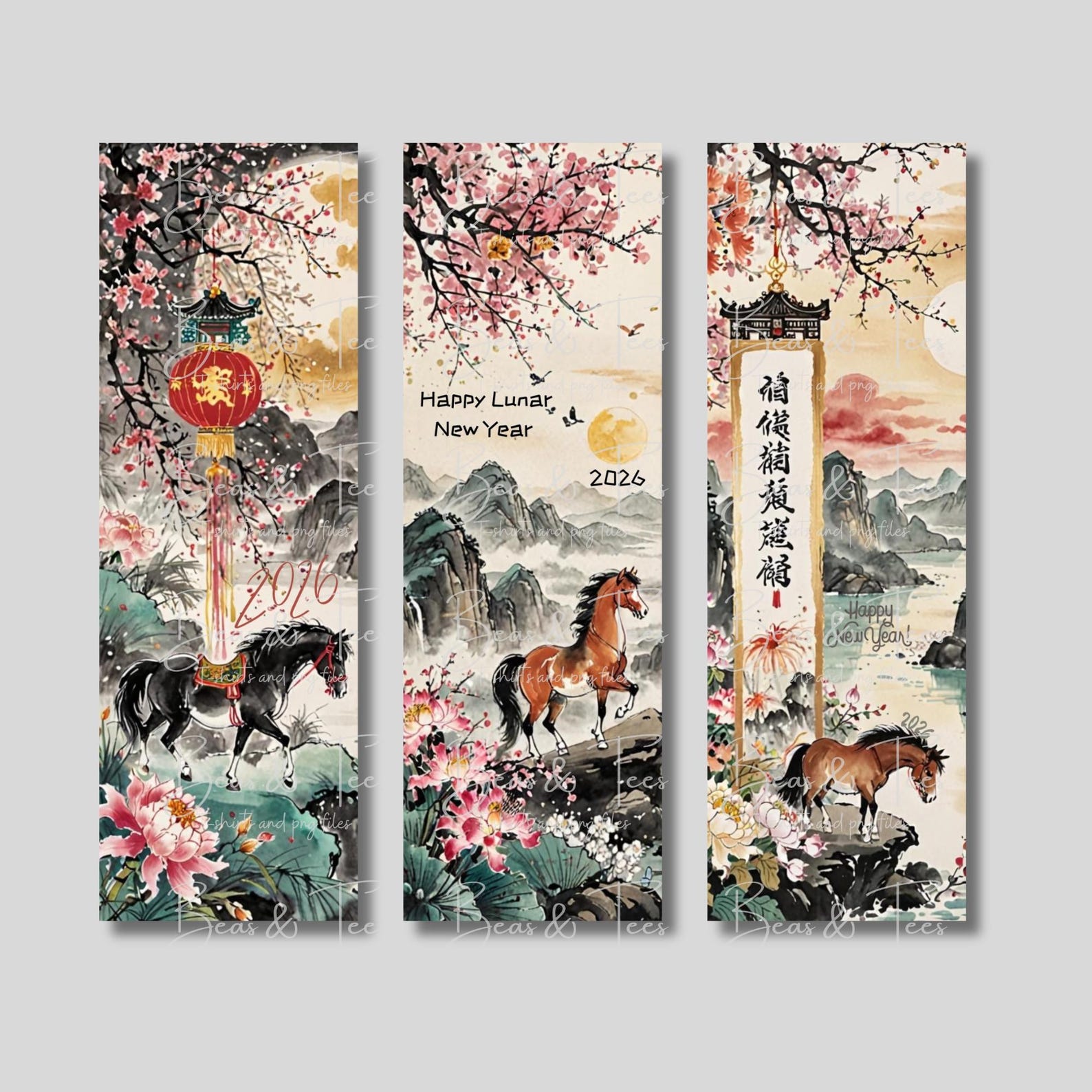 Printable Year of the Horse Bookmarks Lunar New Year Chinese Zodiac ...