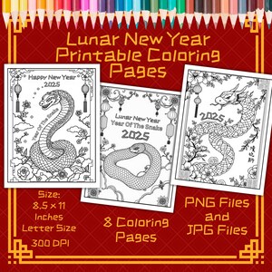 Lunar New Year 2025 Coloring Pages Year of the Snake Printable Chinese ...