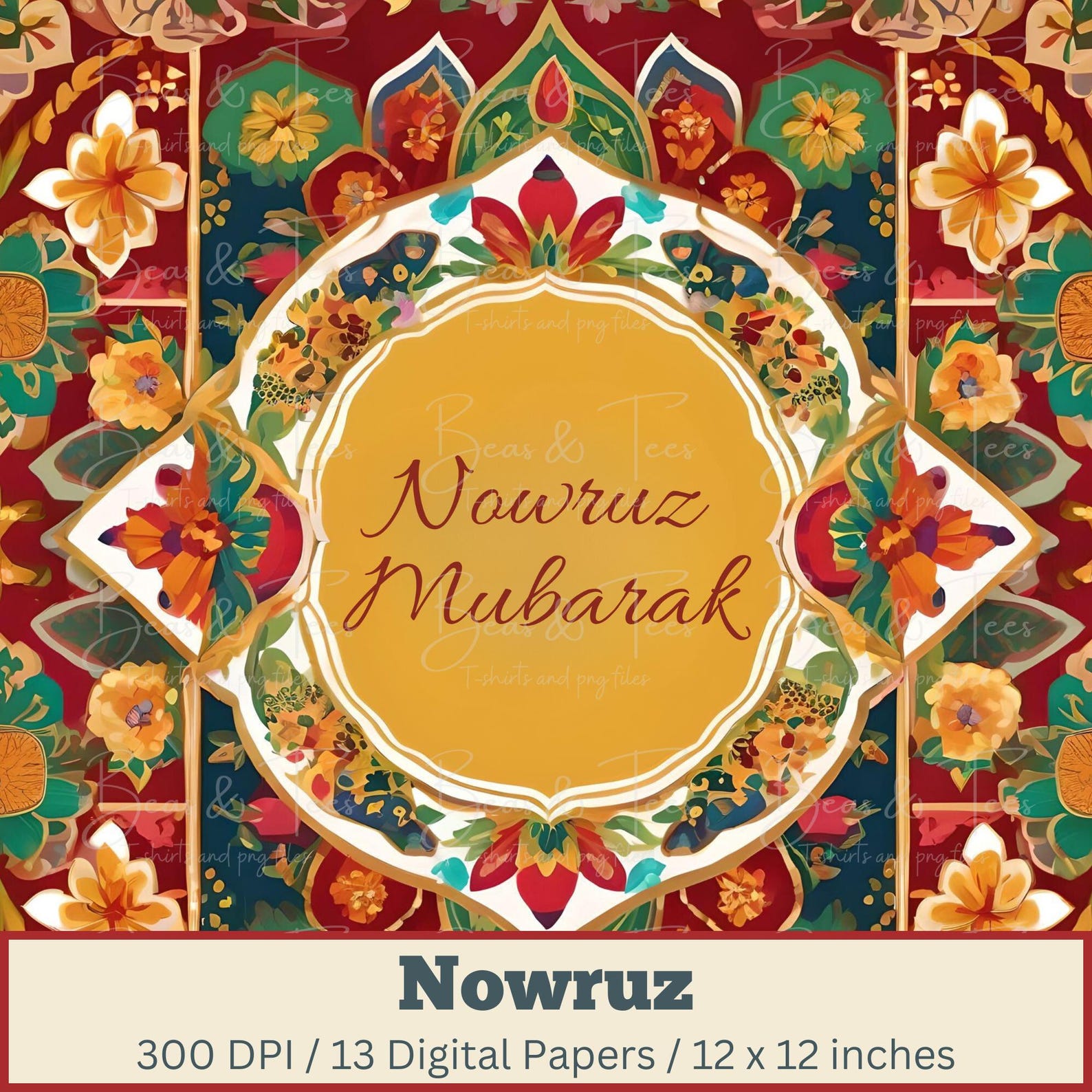 Nowruz Digital Paper Pack 13 Vibrant Persian New Year Designs 12x12 ...