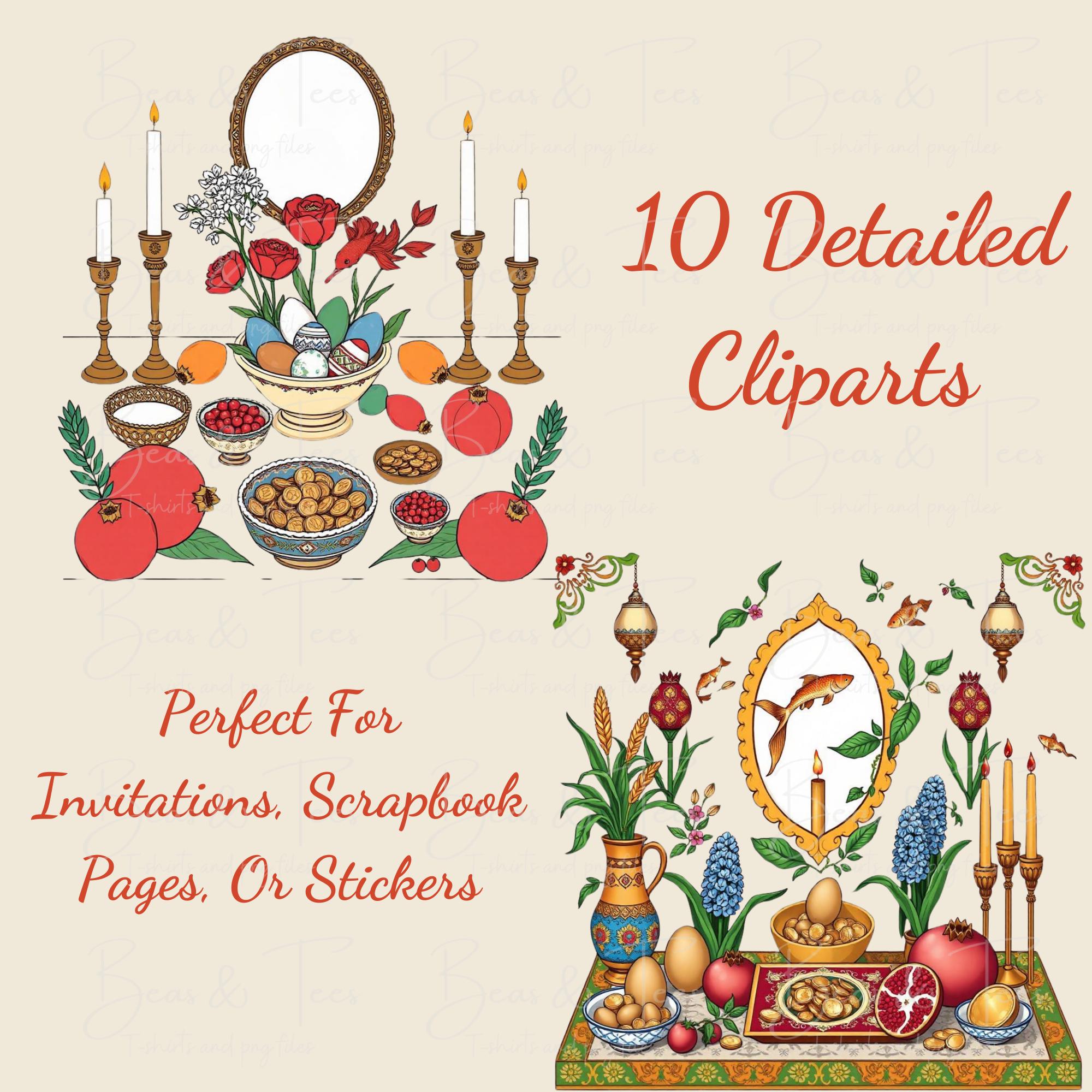 Nowruz Clipart Bundle Haft Sin Table Digital Graphics Persian New Year ...