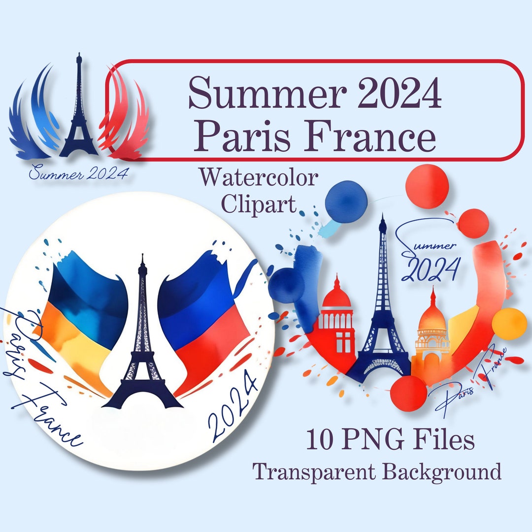 Paris France Summer 2024 Clipart Bundle, Printable Watercolor Vacation ...