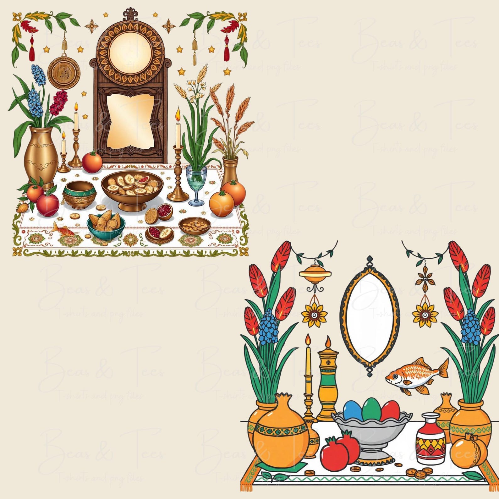 Nowruz Clipart Bundle Haft Sin Table Digital Graphics Persian New Year ...