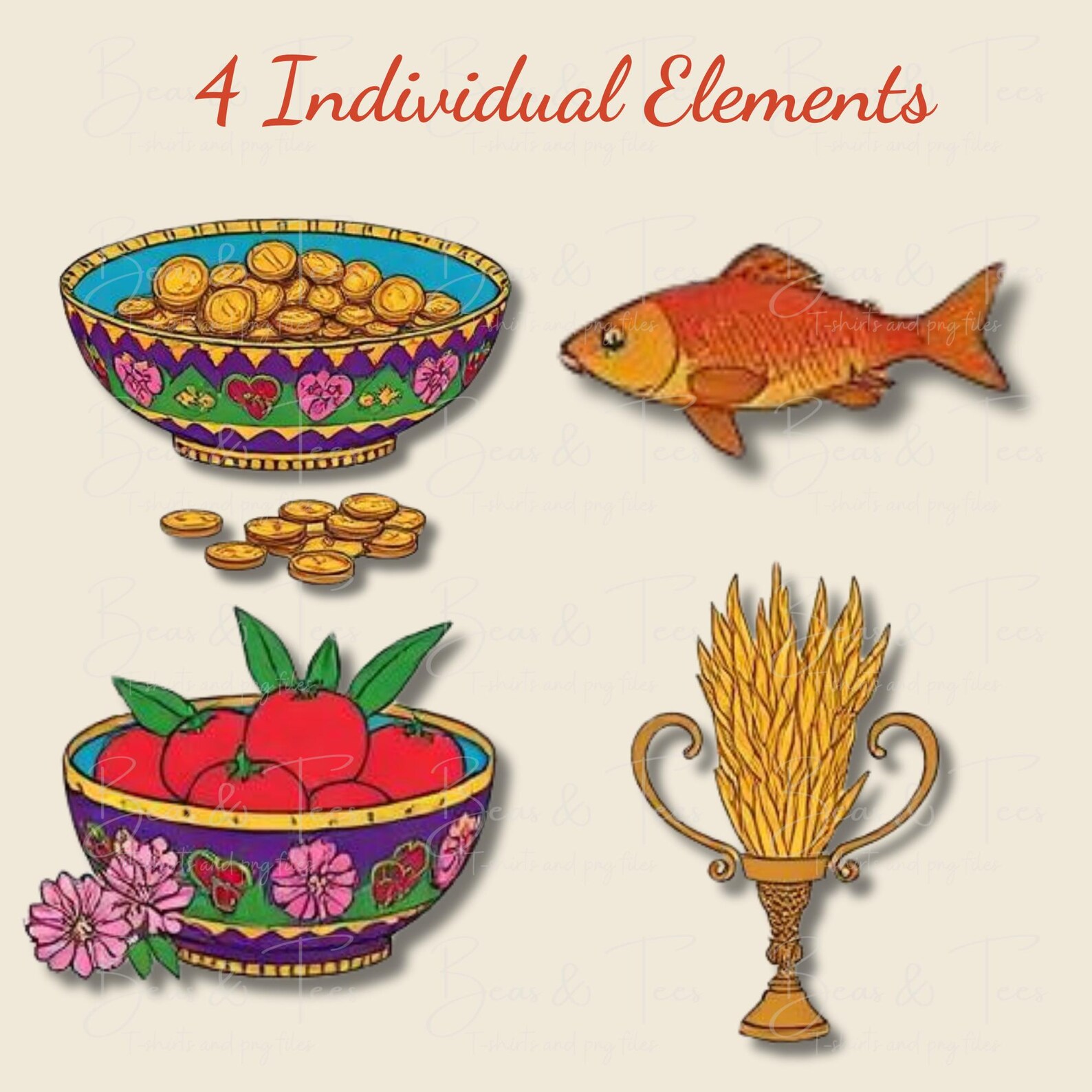 Nowruz Clipart Bundle Haft Sin Table Digital Graphics Persian New Year ...