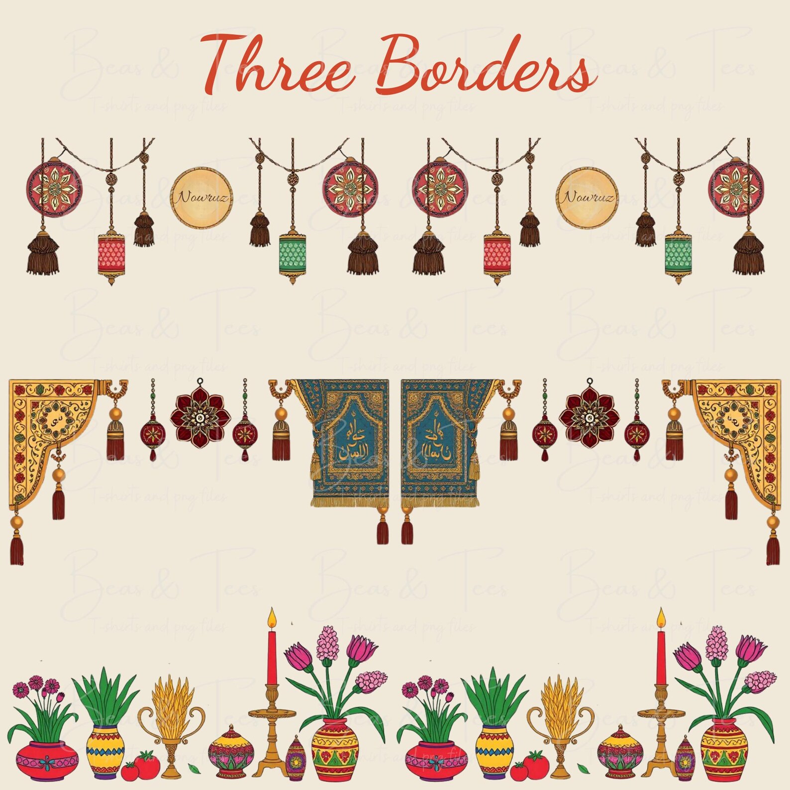 Nowruz Clipart Bundle Haft Sin Table Digital Graphics Persian New Year ...