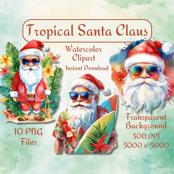 Tropical Santa - Etsy