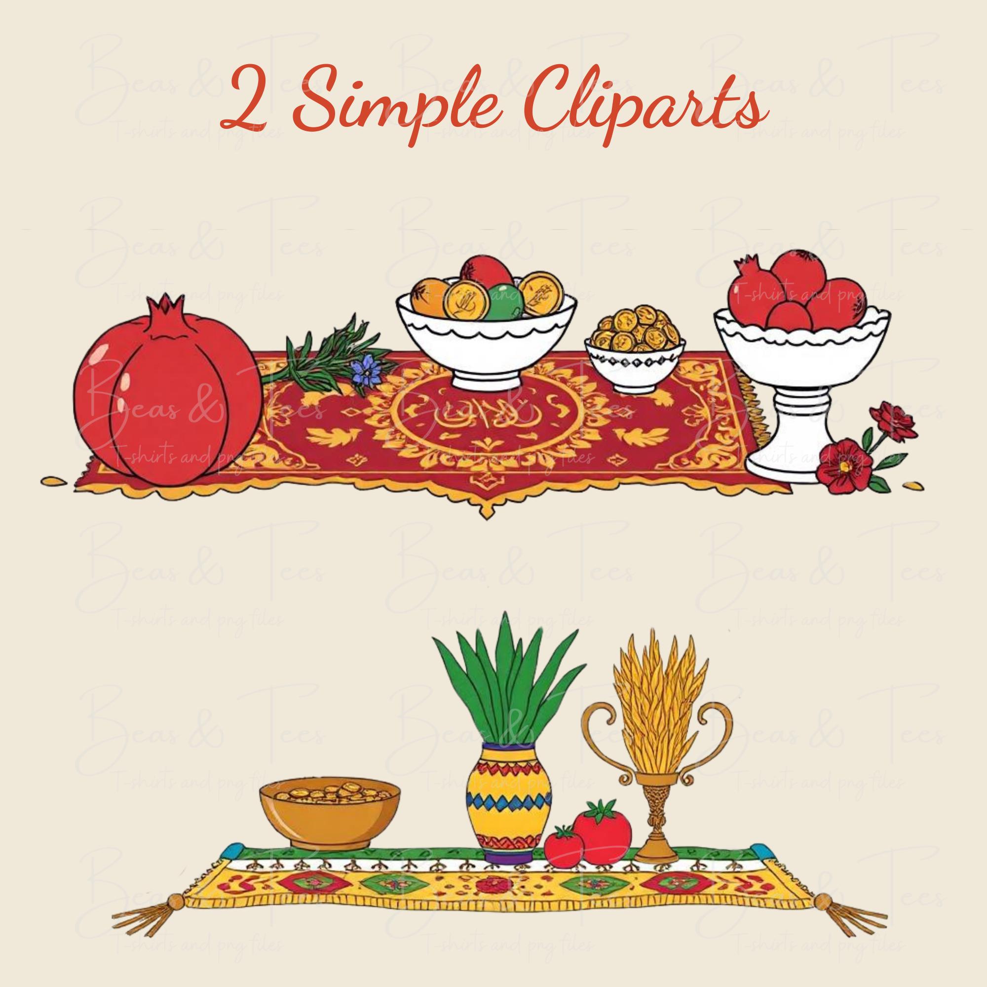 Nowruz Clipart Bundle Haft Sin Table Digital Graphics Persian New Year ...