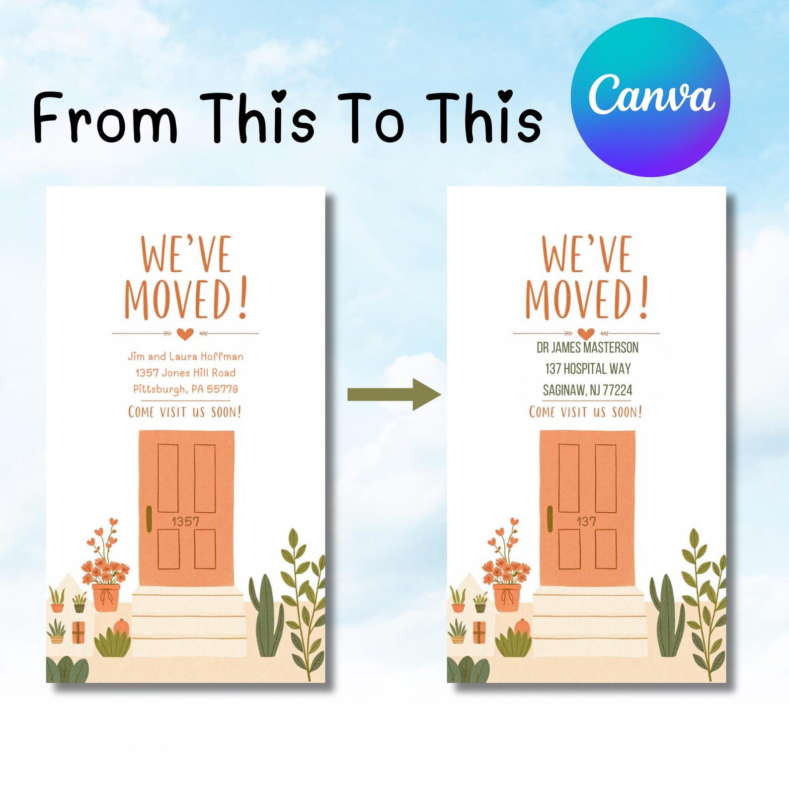 Editable We Have Moved Announcement Template Digital Download New ...