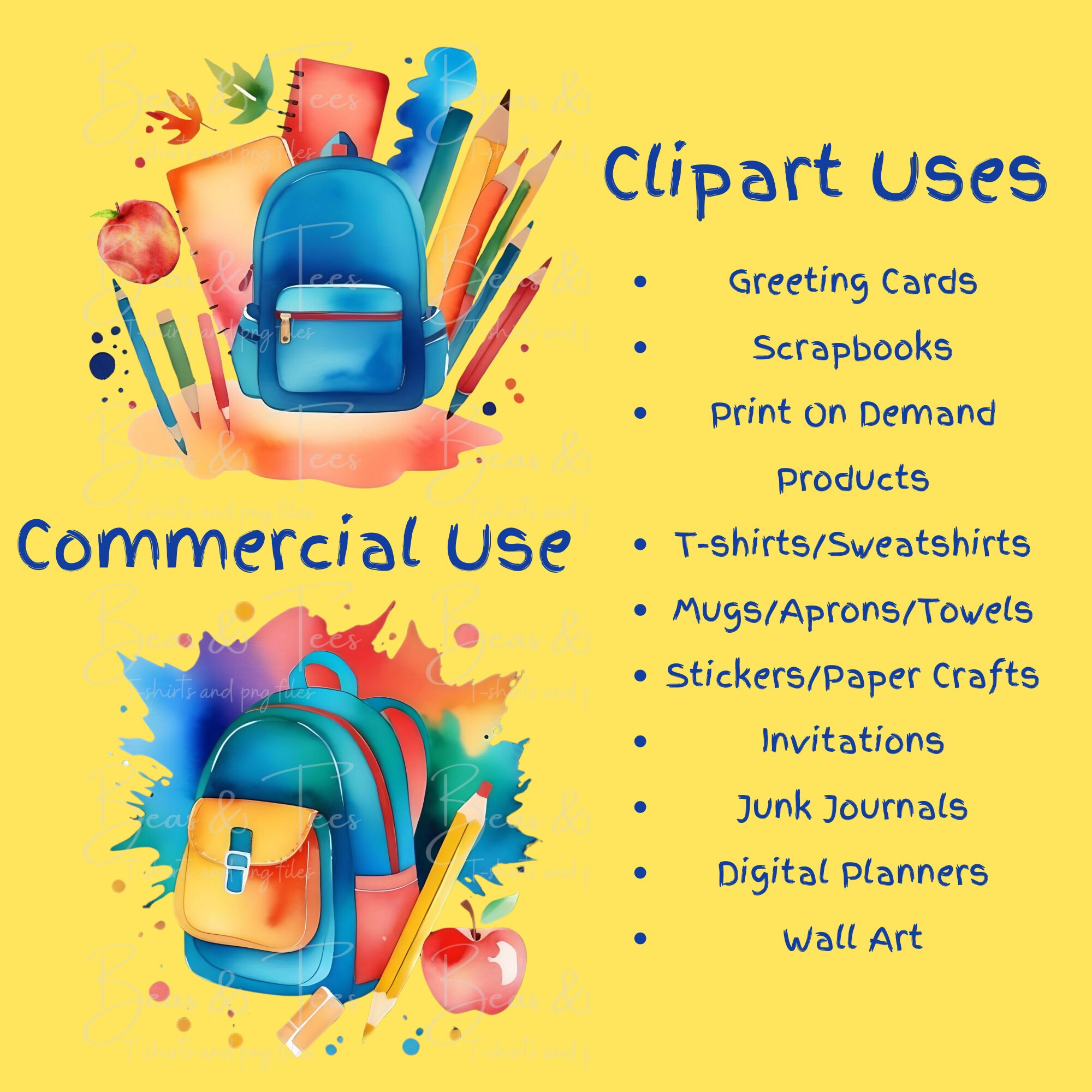 Back to School Clipart Bundle Printable Watercolor Best Teacher Ever, A ...