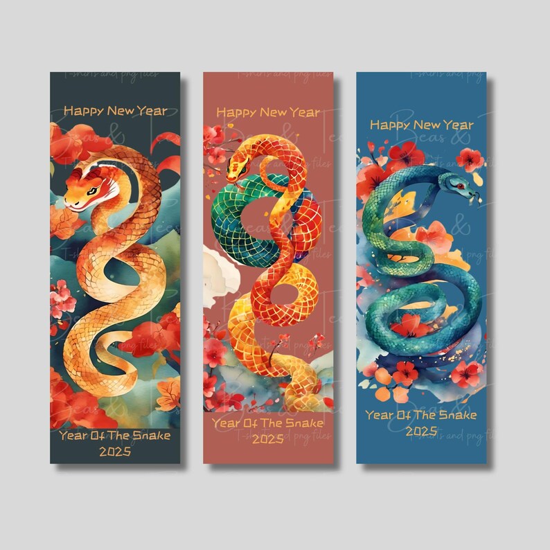 Lunar New Year 2025 Bookmark Year of the Snake Chinese Zodiac Printable ...
