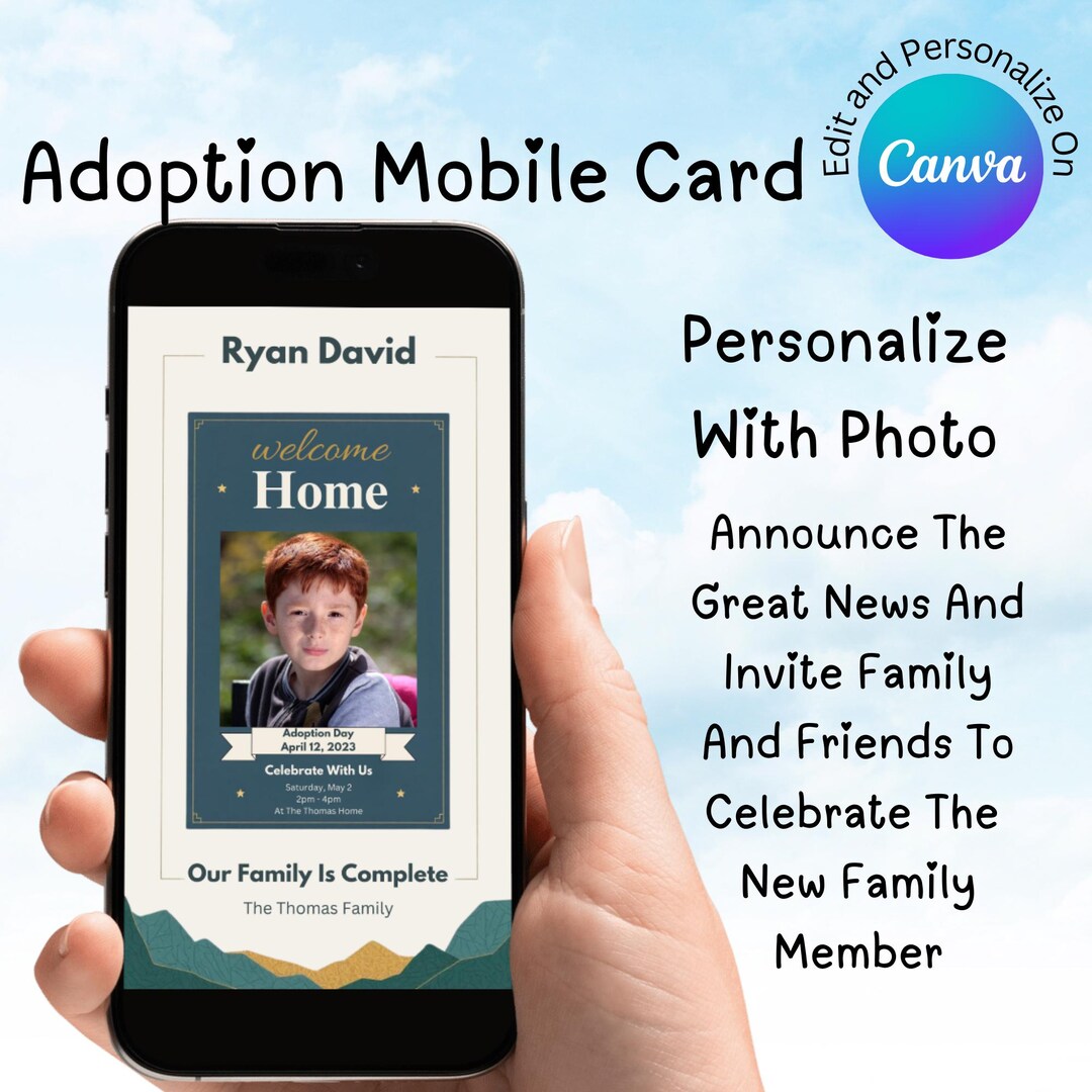 Editable Canva Adoption Announcement Card Personalized Adoption Day ...