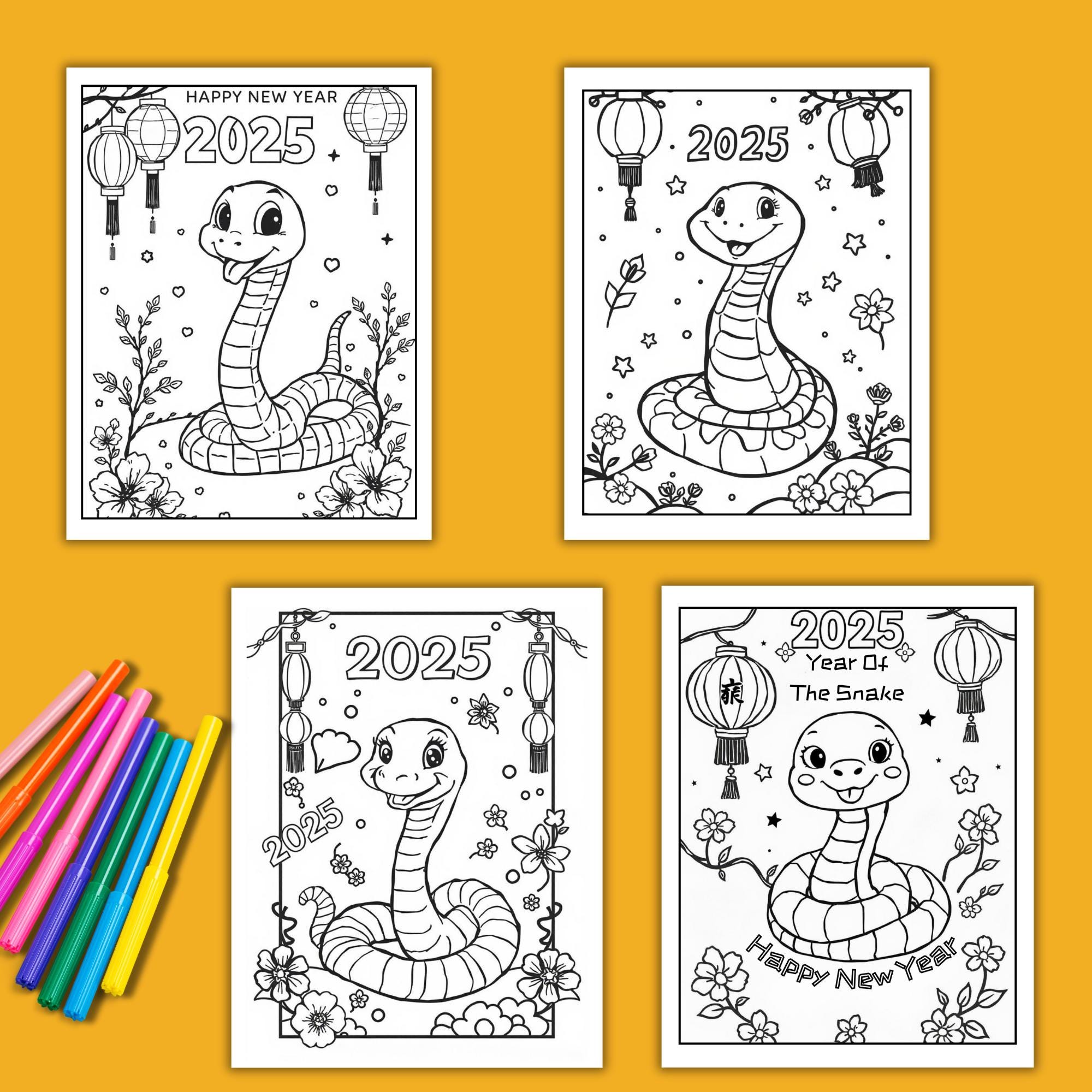 Lunar New Year 2025 Coloring Pages Year of the Snake Printable Chinese ...