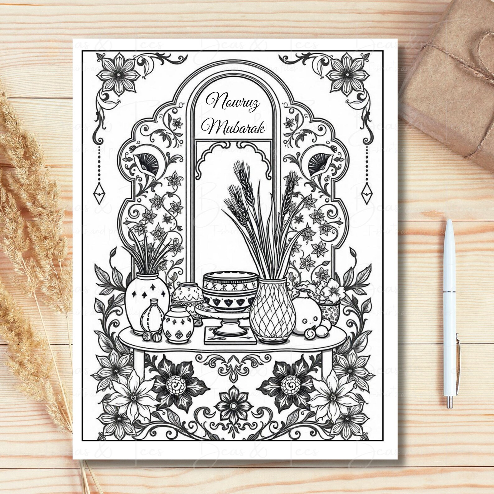 Nowruz Printable Coloring Pages Persian New Year Haft Sin Art Digital ...