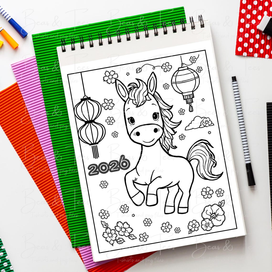 Lunar New Year Horse Coloring Pages | 2026 Year of the Horse Printable ...