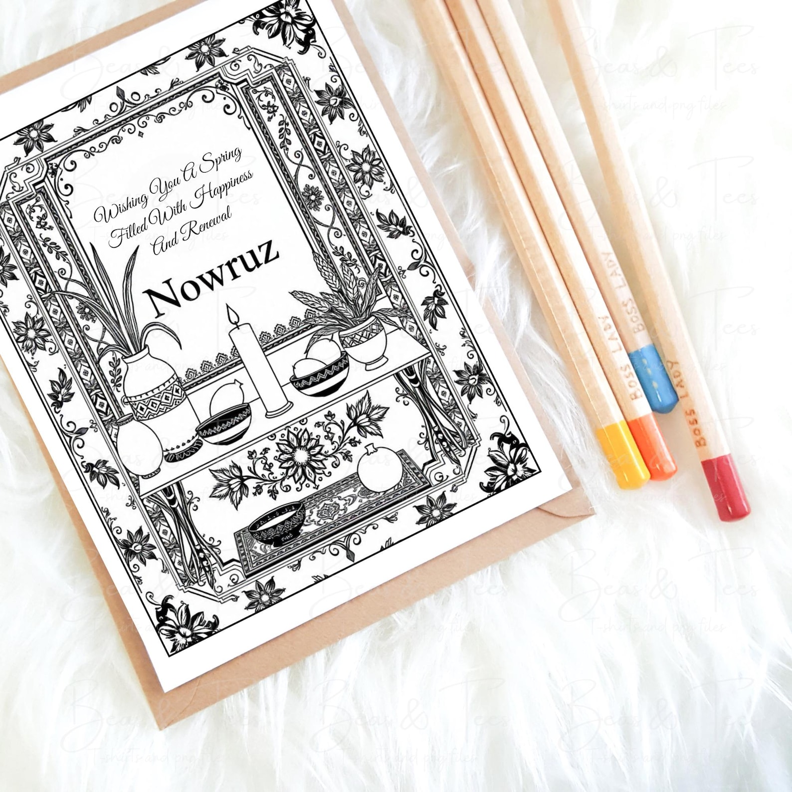 Nowruz Printable Coloring Pages Persian New Year Haft Sin Art Digital ...