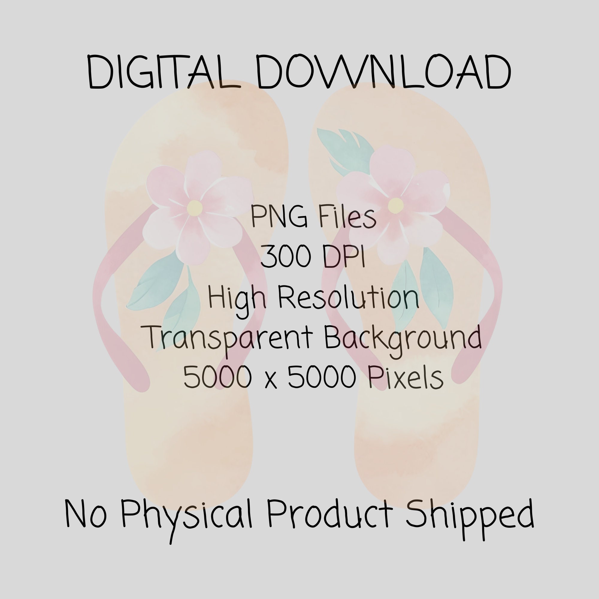 Floral Flip Flops Clipart Bundle, Printable Watercolor Flower Hawaiian ...