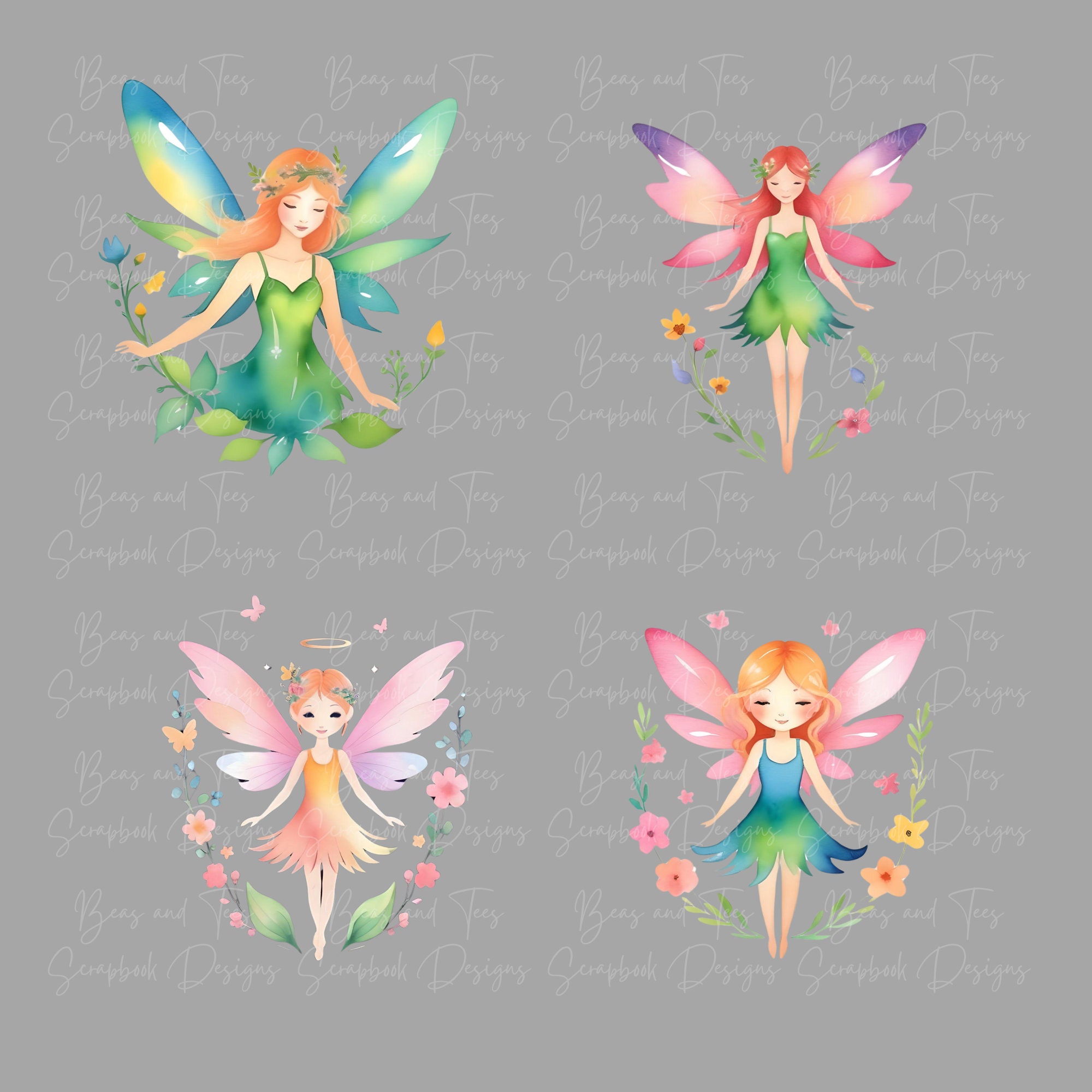 Spring Fairy Clipart Bundle, Printable Watercolor Flower Pixie ...