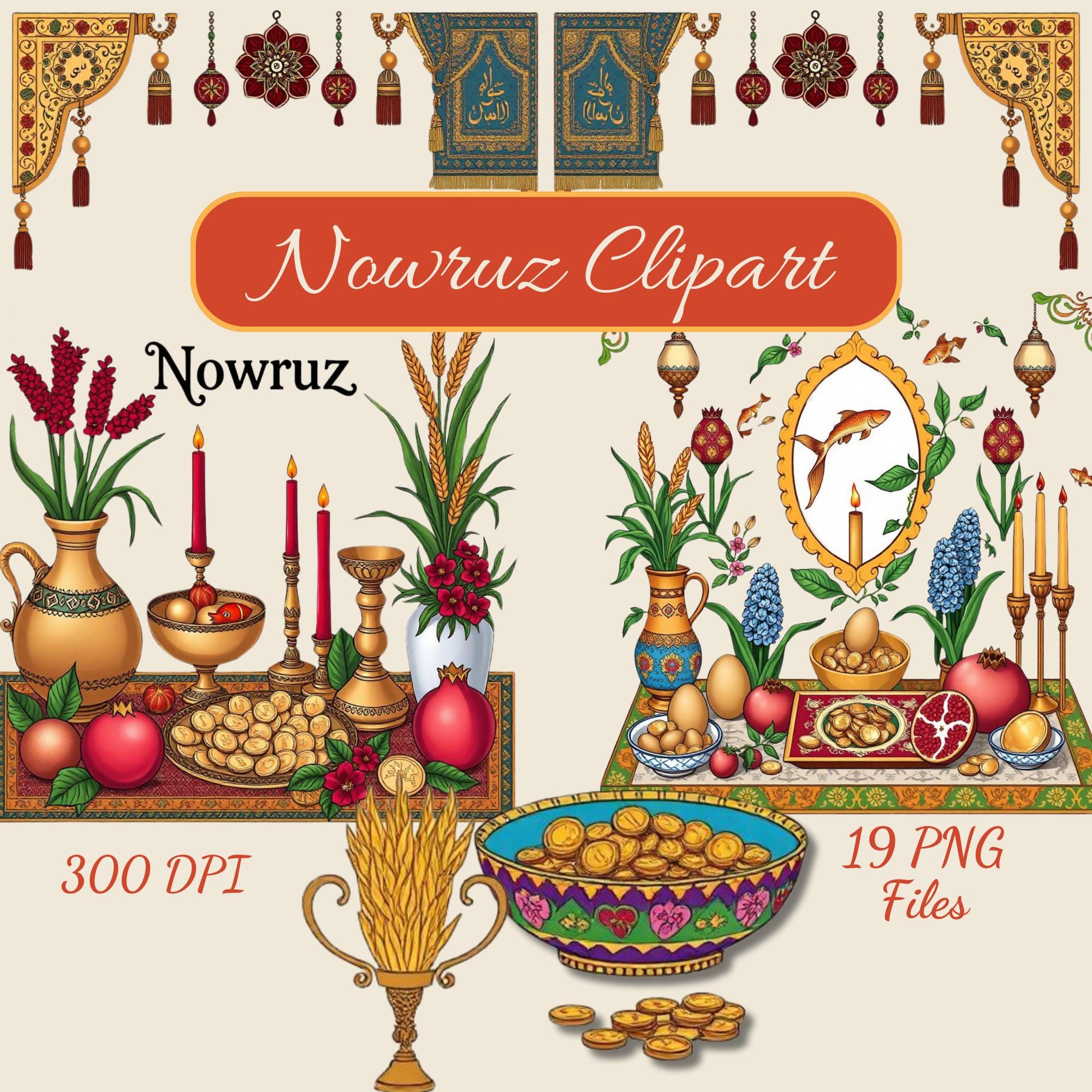 Nowruz Clipart Bundle Haft Sin Table Digital Graphics Persian New Year ...