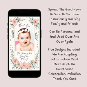 Editable Girl Adoption Announcement Card Customizable Canva Template ...