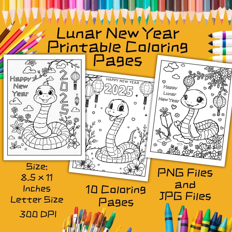 Lunar New Year 2025 Coloring Pages Year of the Snake Printable Chinese ...
