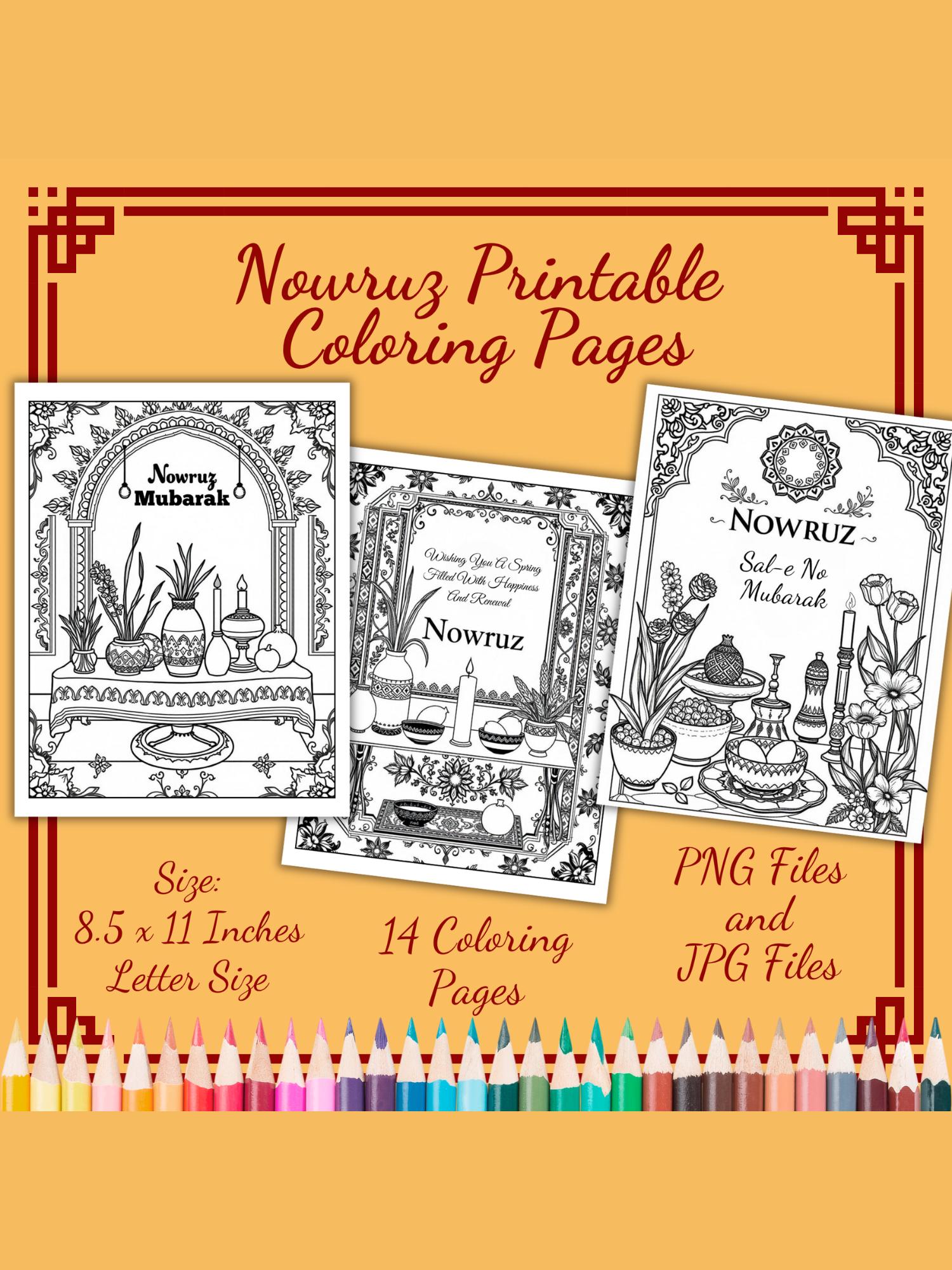 Nowruz Printable Coloring Pages Persian New Year Haft Sin Art Digital ...
