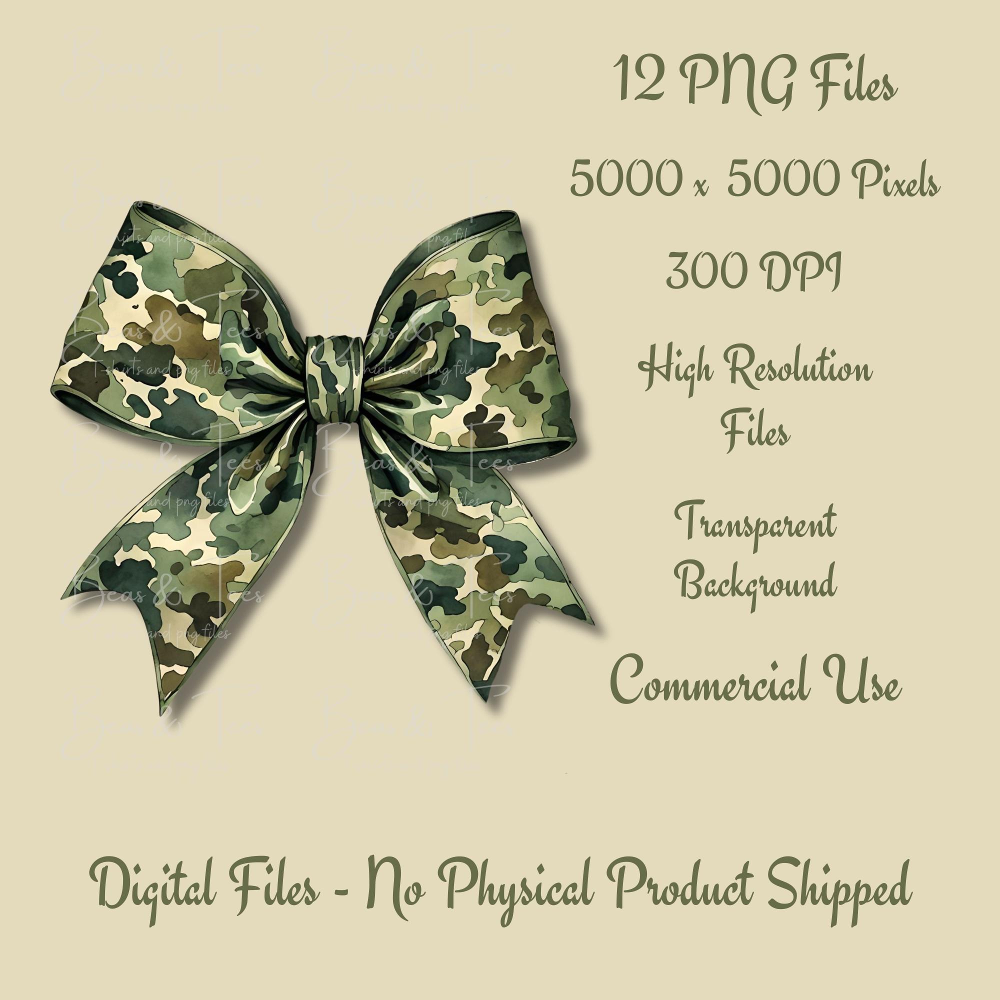 Camouflage Bow Clipart Watercolor Camo Hunting Bows Coquette Camo Bow ...