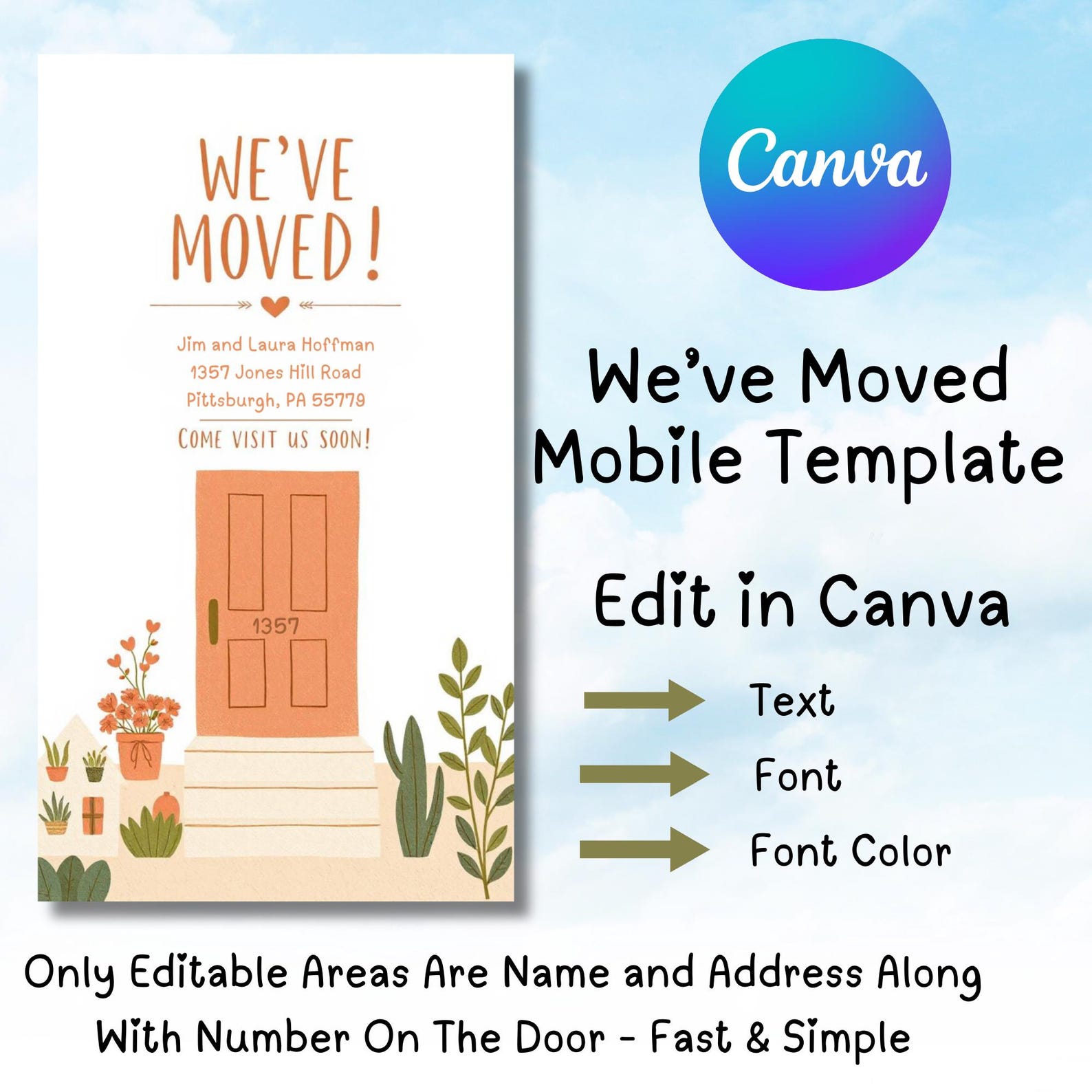 Editable We Have Moved Announcement Template Digital Download New ...