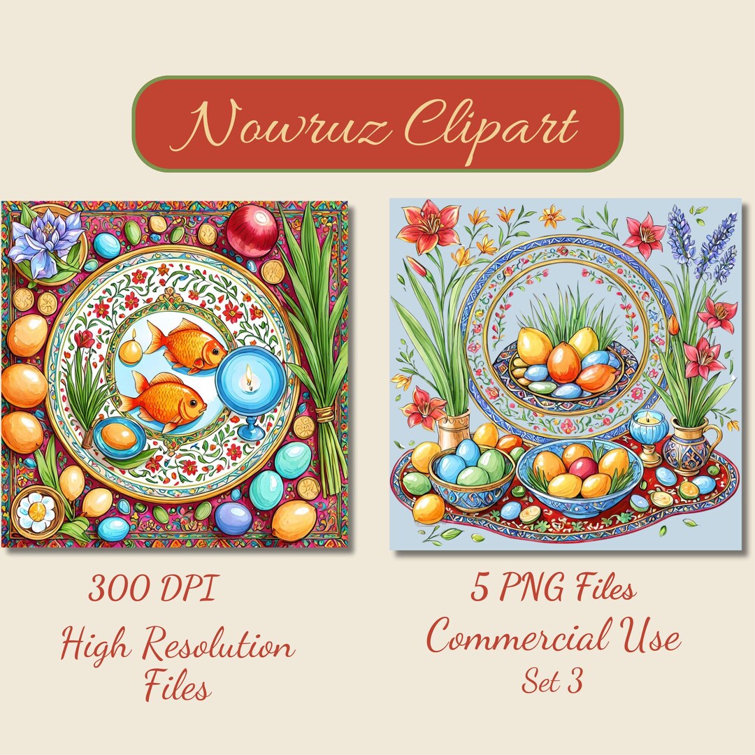Nowruz Clipart Set Persian New Year Haft-seen Graphics Printable Spring ...