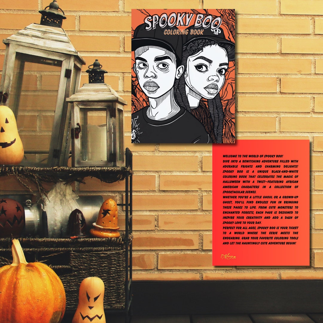 Spooky Boo Coloring Book - African American Halloween Art - Cute and ...