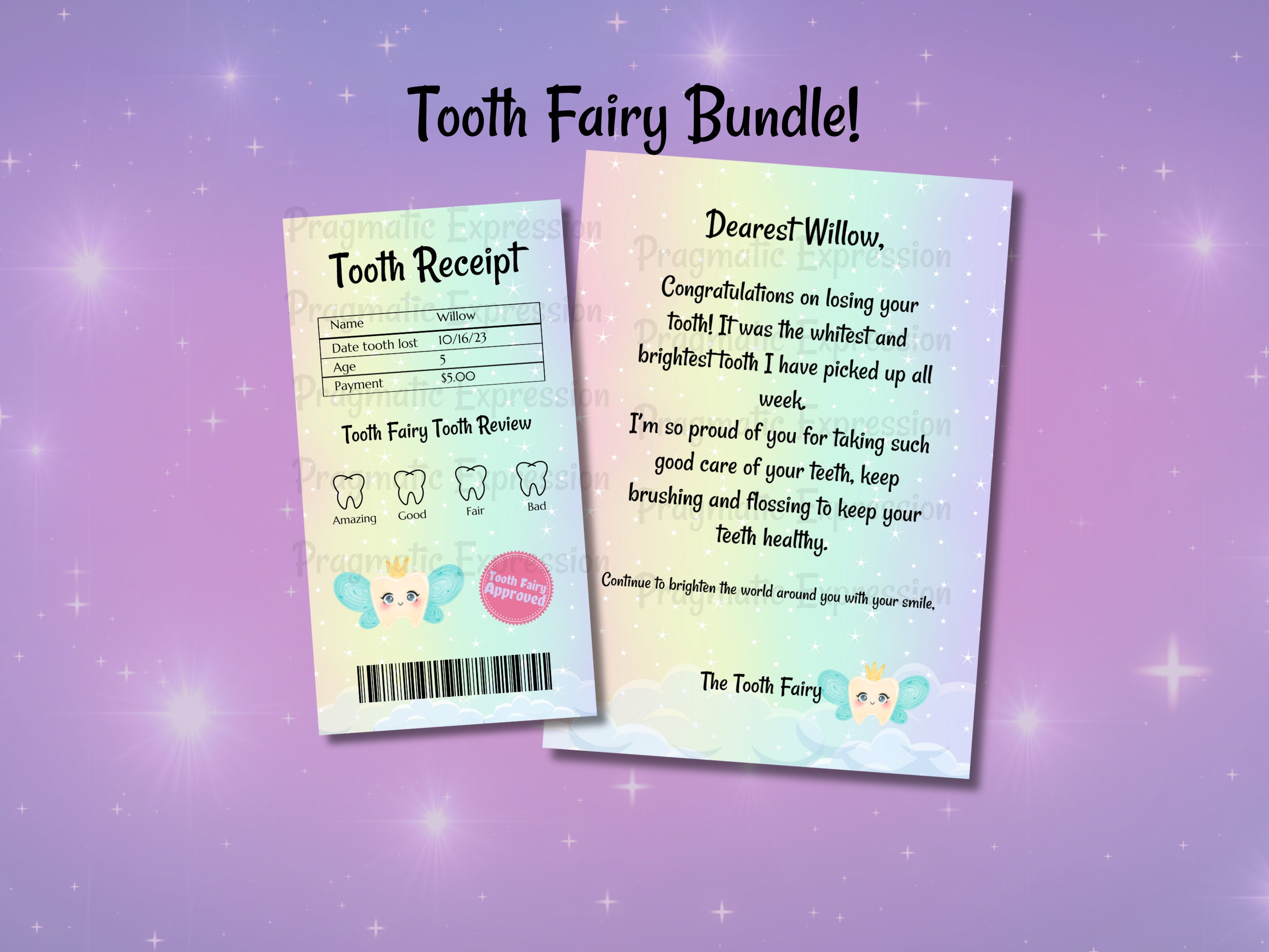 Tooth Fairy Letter Printable, Printable Tooth Fairy Receipt, Editable ...