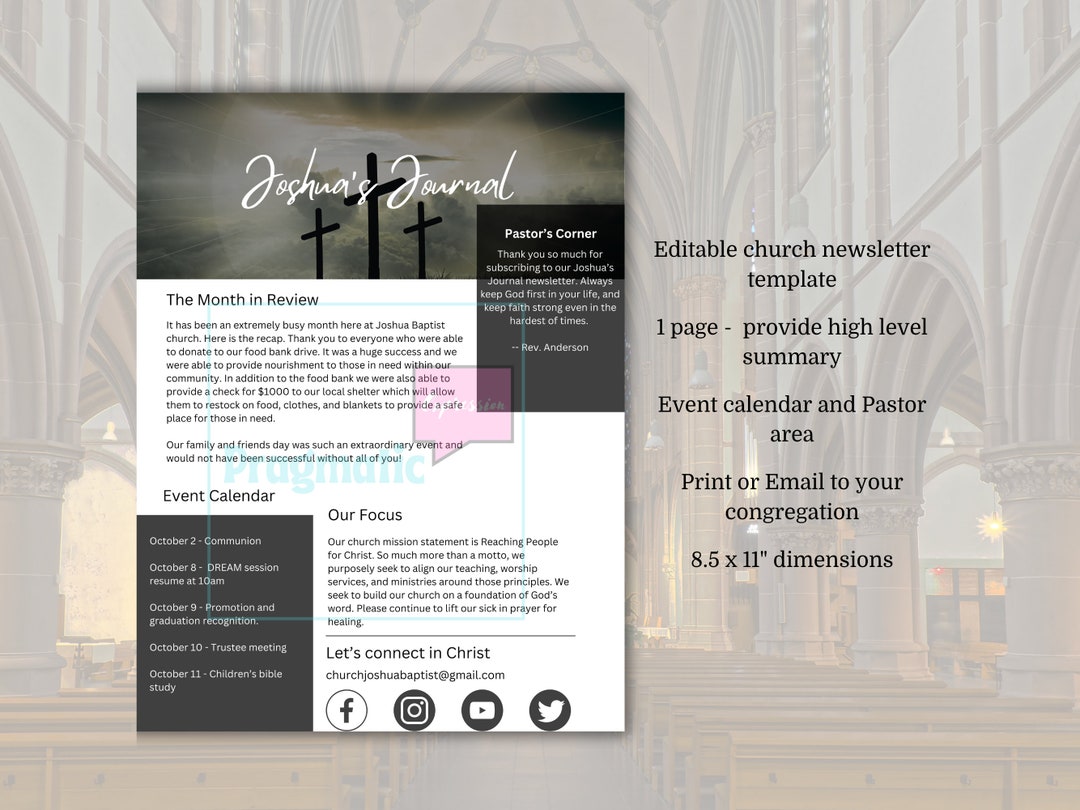 Church Email Newsletter Editable Template. - Etsy
