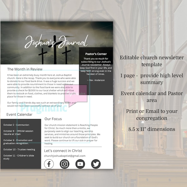 Church Newsletter Template - Etsy