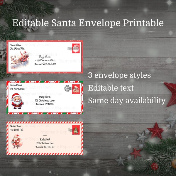 Christmas Printable Envelope - Etsy