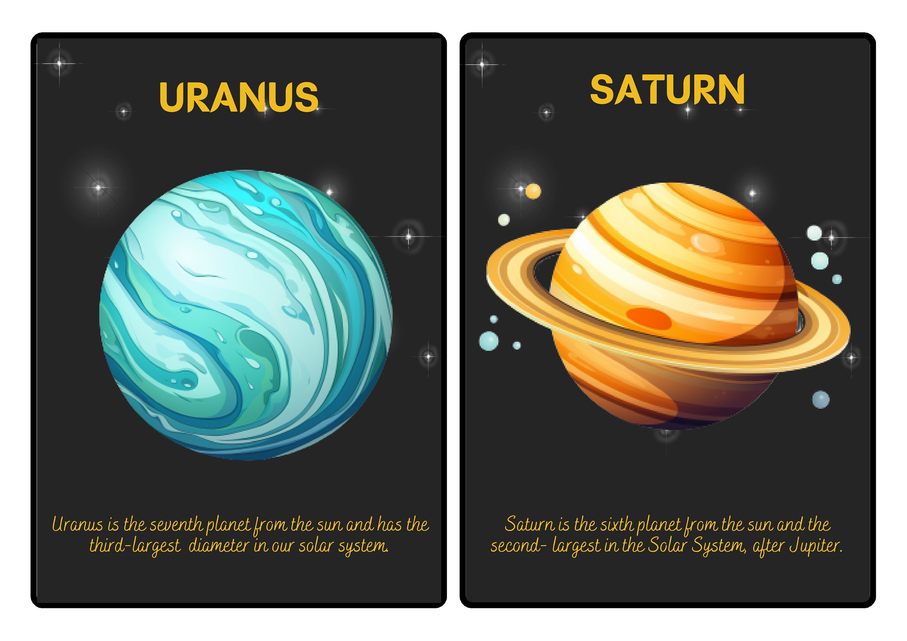 Solar System Flash Cards (FREE Colouring Book Included) - Etsy