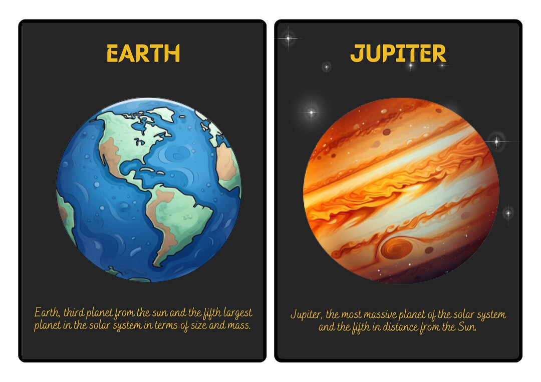 Solar System Flash Cards (FREE Colouring Book Included) - Etsy