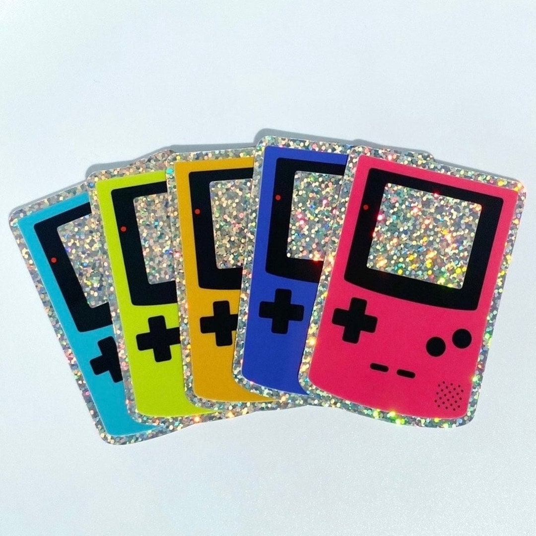 Game Boy Glitter Sticker | Die Cut Glossy Vinyl Glitter Water Resistant ...