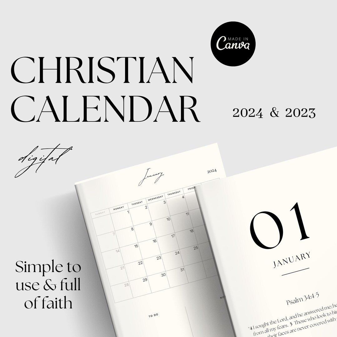 Christain Calendar, Diary Printable Calendar, Digital Plannermdigital ...