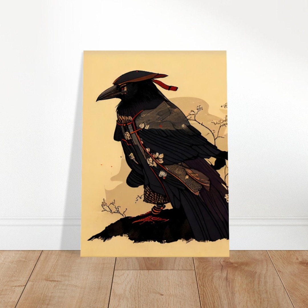 Japanese Crow Poster Animal Poster Crow Art Print Crow - Etsy