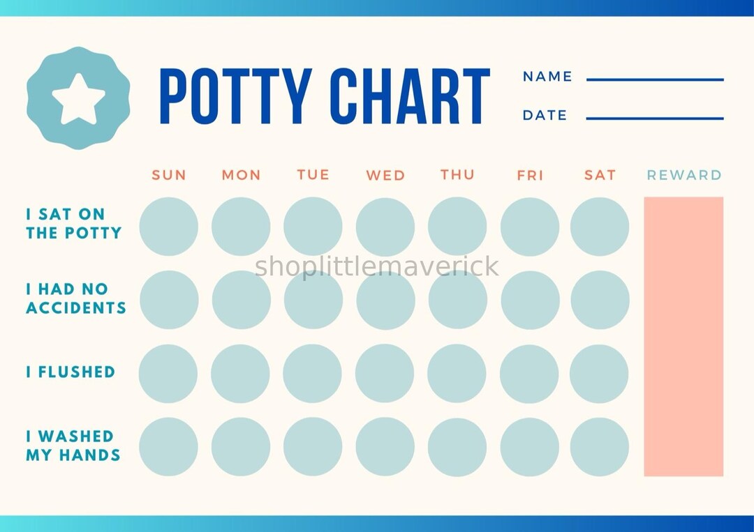 Printable Potty Training Reward Chart for Toddlers- Instant Download - Etsy