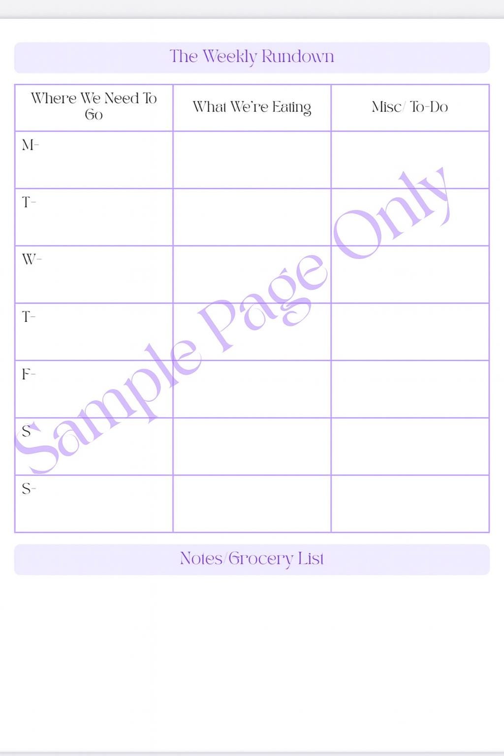 ADHD Weekly Planner Sheet | Meal Planning, Errands & To-do List in One ...