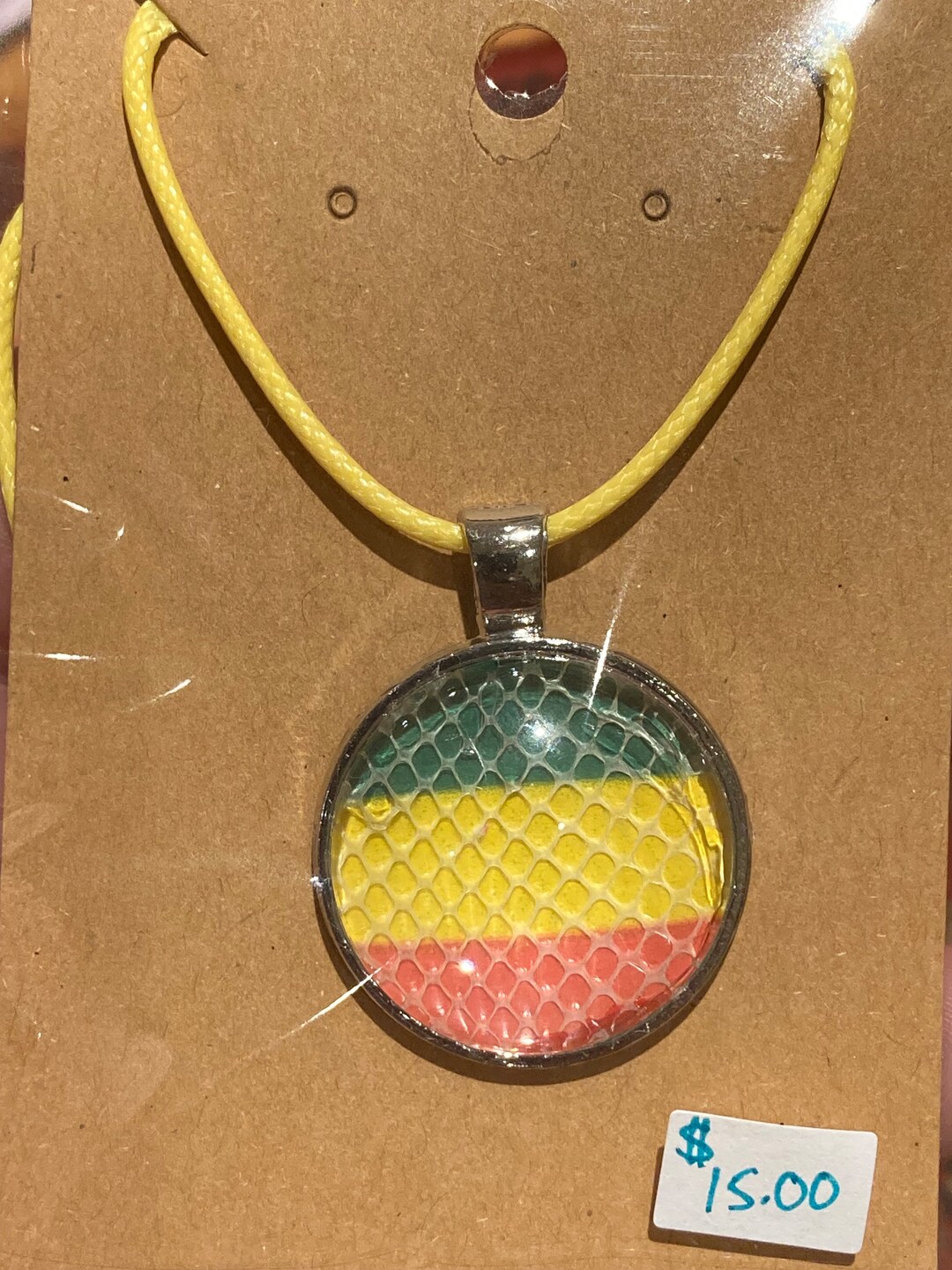 Rasta Round Snake Shed Pendant - Etsy