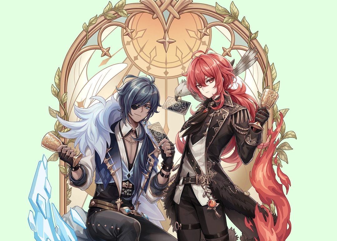 Genshin Impact Kaeya and Diluc Acrylic Standee - Large Multi Layered ...
