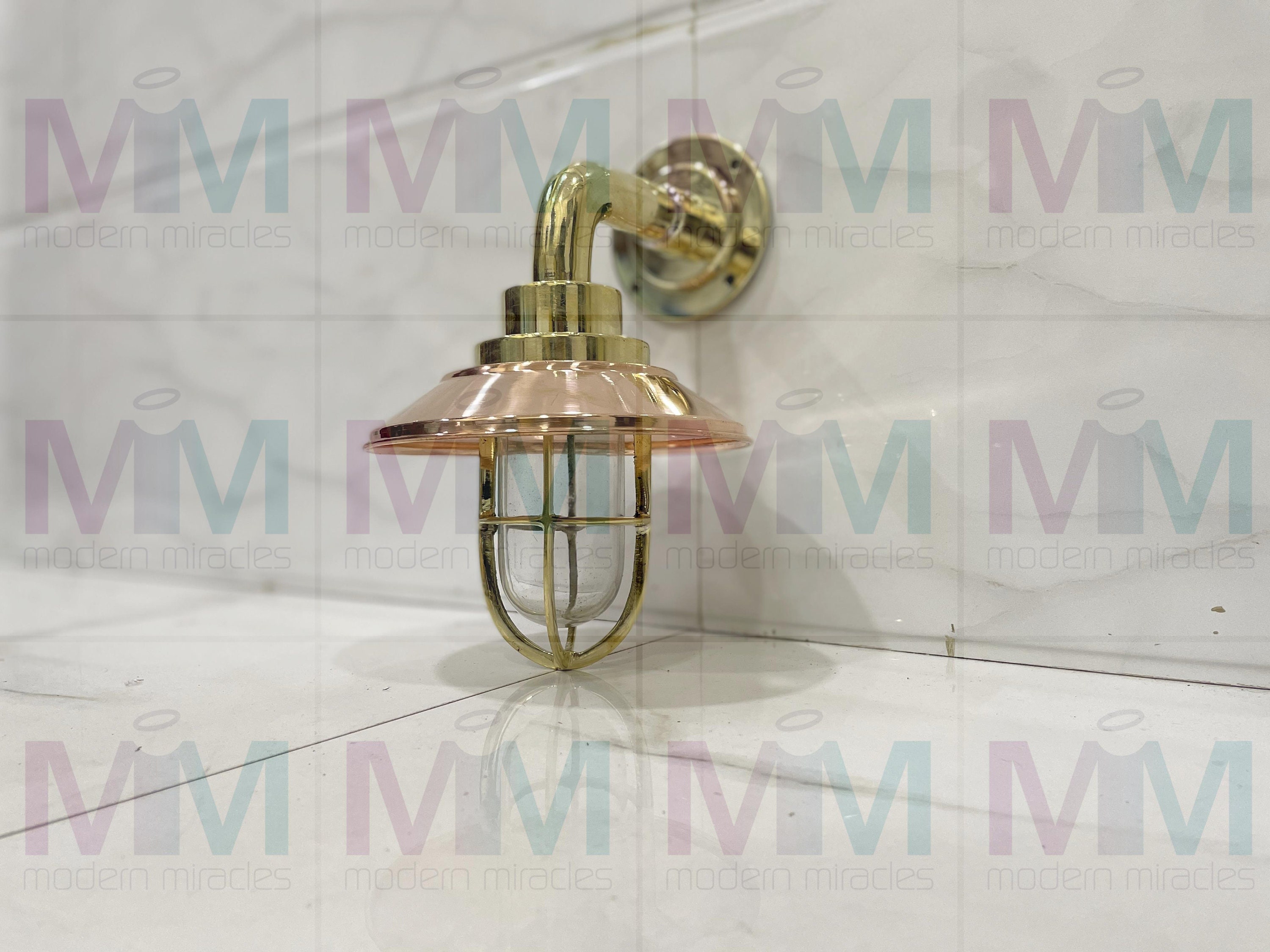 Nautical Style Ship Wall Passageway Light Fixture Brass & Copper Shade ...