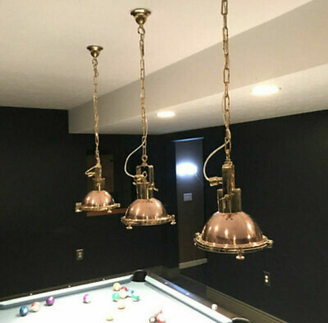 Nautical New Marine Brass & Copper Mount Cargo Pendant Light - Etsy