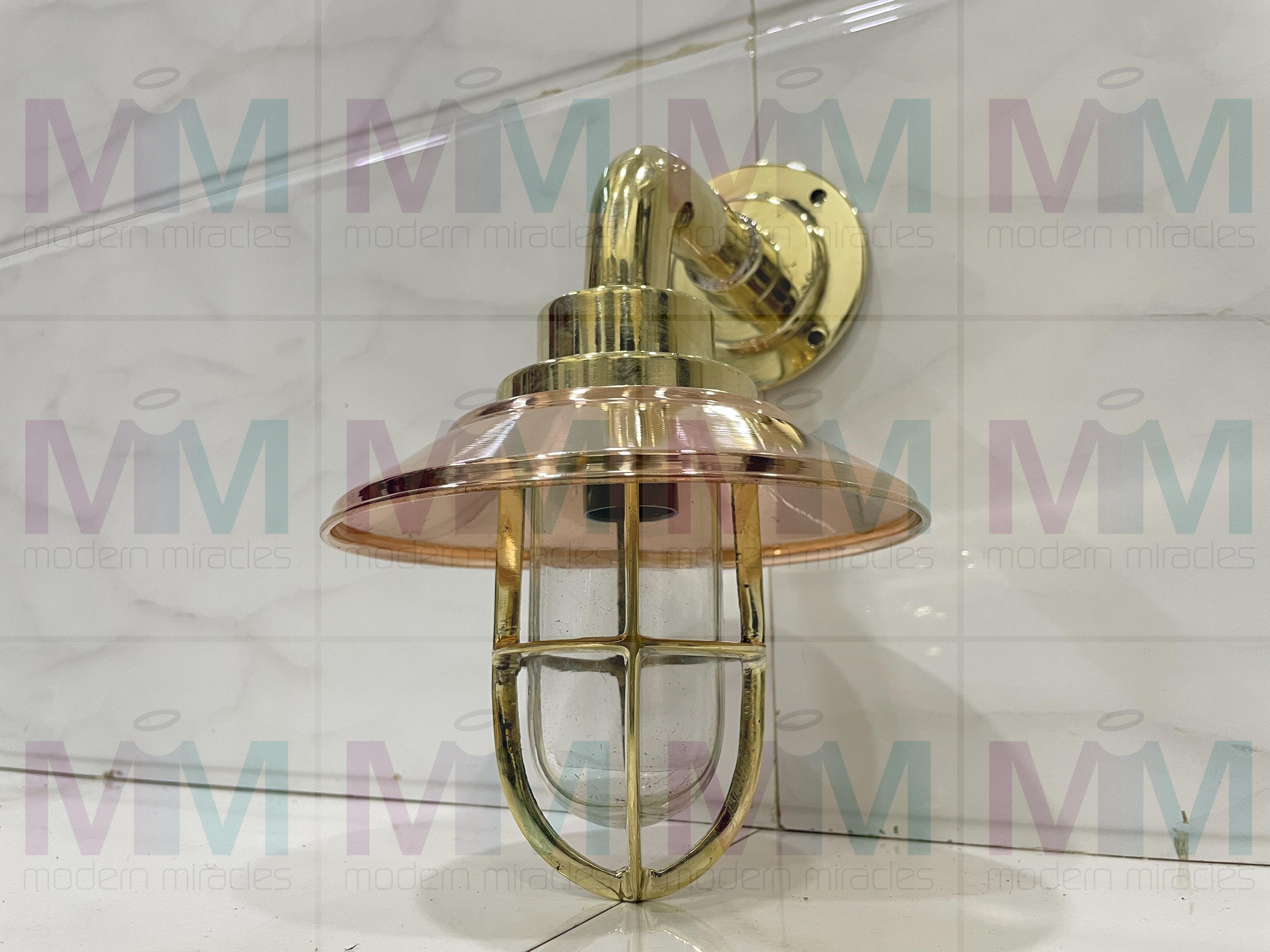 Nautical Style Ship Wall Passageway Light Fixture Brass & Copper Shade ...