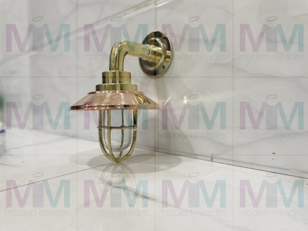 Nautical Style Ship Wall Passageway Light Fixture Brass & Copper Shade ...